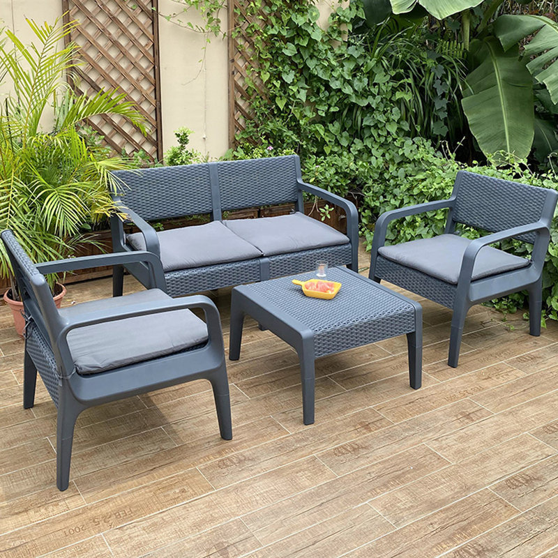 Omelus Grey Modern Simple Outdoor Leisure Sofa Set